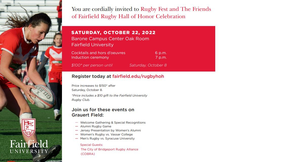 2022 Rugby Fest & Hall of Honor Schedule – Friends of Fairfield Rugby